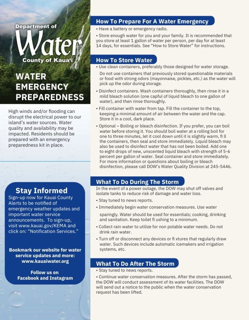 Water Emergency Preparedness – Kauaʻi Department of Water