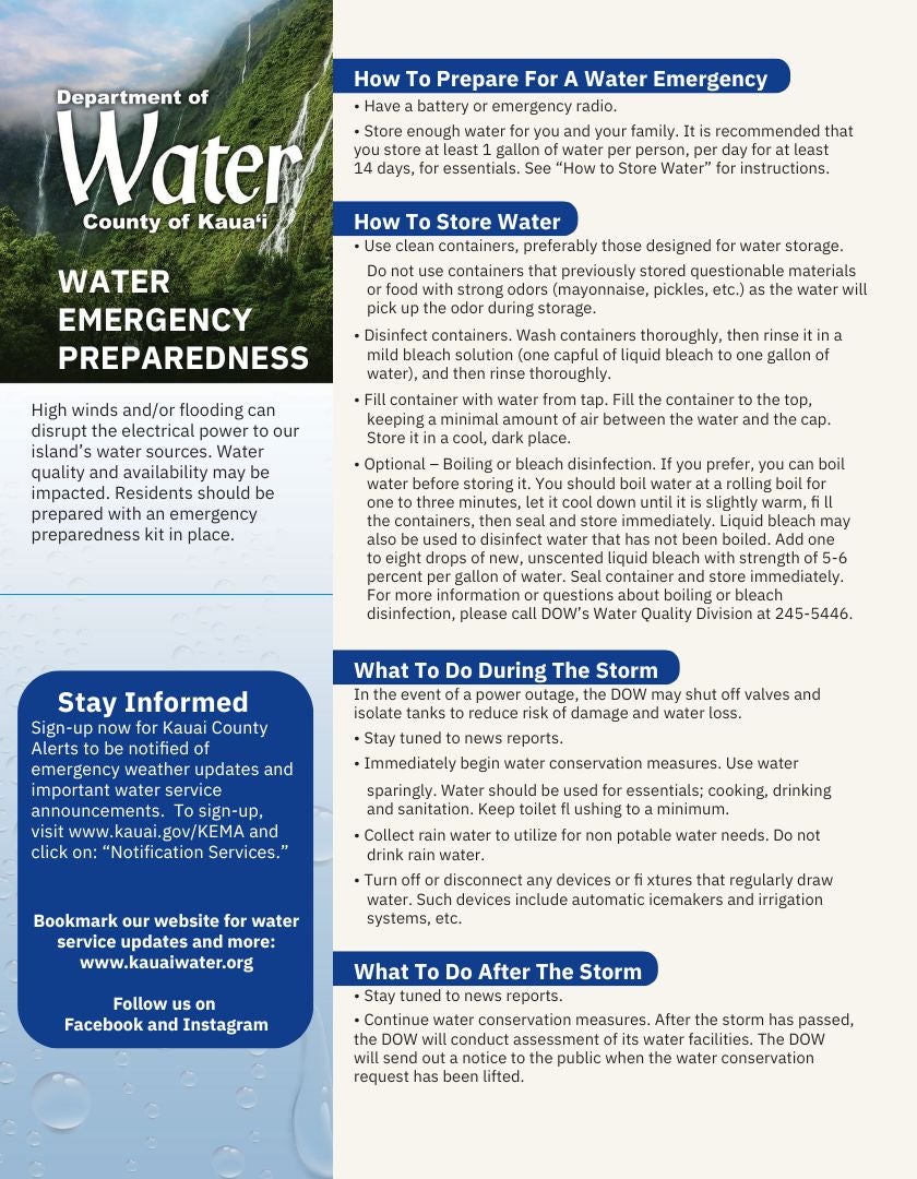 Water Emergency Preparedness – Kauaʻi Department of Water