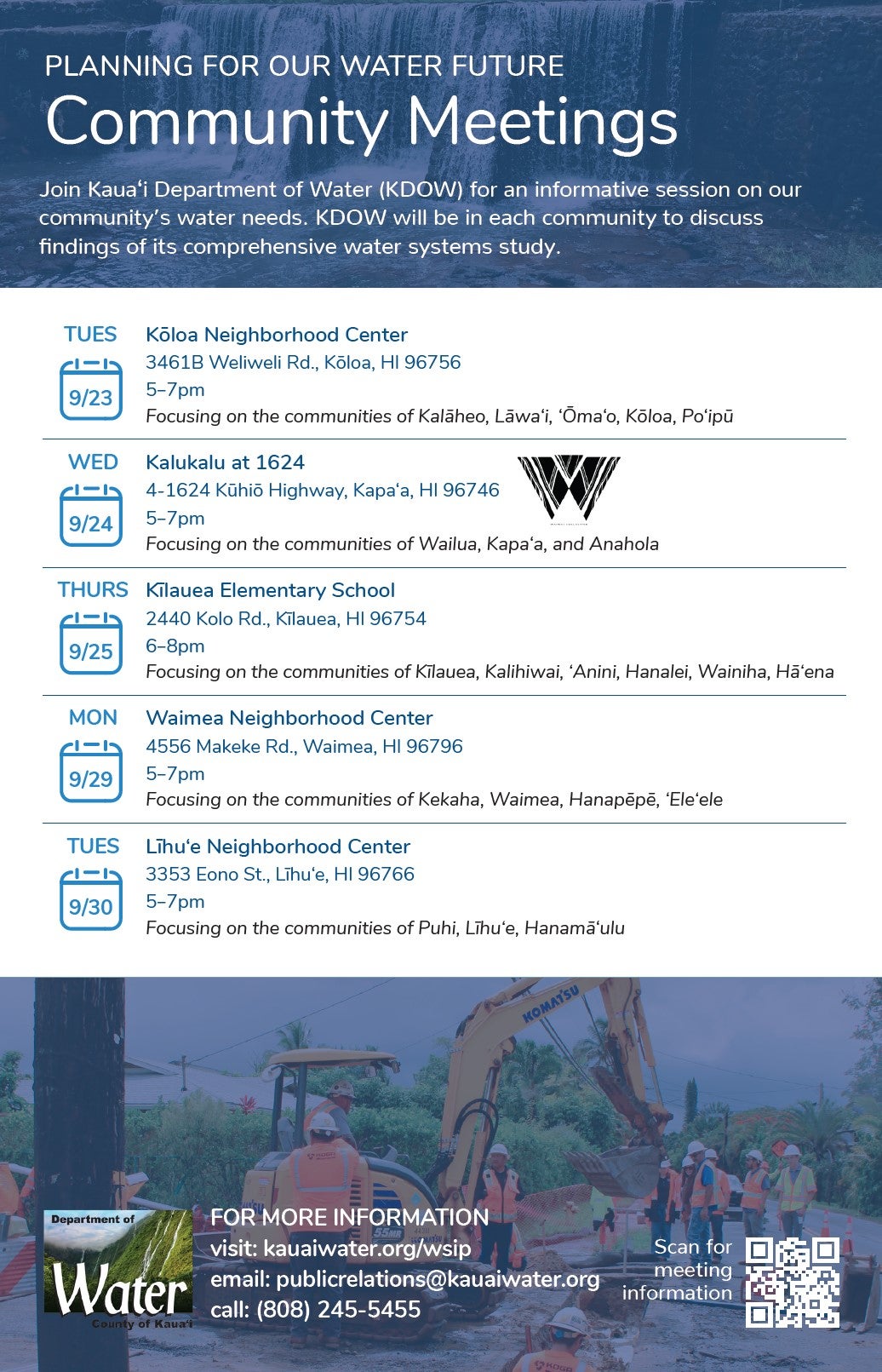 Kauaʻi Department of Water | DOW announces September community meetings ...